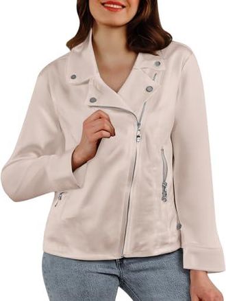 Generic 2026 Vestes pour femmes, veste de moto, style classique asym&eacute;trique, fermeture &eacute;clair, ceintures &agrave; boucle, plusieurs poches, beige, XXL
