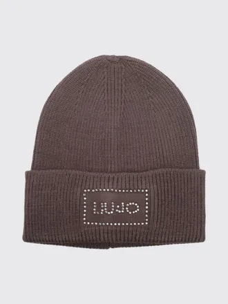 Liu Jo Rippstrick-Beanie mit Umschlag und Strass-Logo