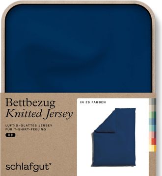 Schlafgut Knitted Jersey Bettwäsche 155x220cm Bettdecke Bezug einzeln, Blue Deep Uni, weich und faltenfrei mit Elasthan