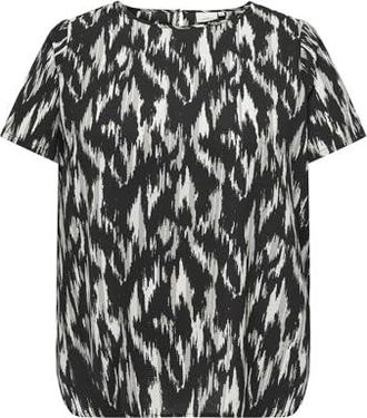 Only Carmakoma Carvica Life SS Top WVN Noos Haut, Noir/AOP : 581 Black Scarlett, 52 Femmes