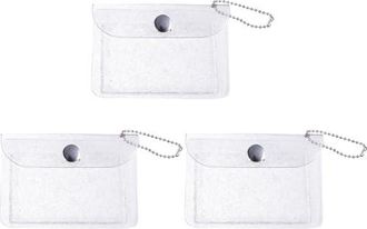 BESPORTBLE ifundom Lot de 3 Porte-Monnaie Transparents en PVC Mini Portefeuille Simple Bouton-Pression Paquet &agrave; Main pour Femme Pochette L&eacute;g&egrave;re et Pratique pour 