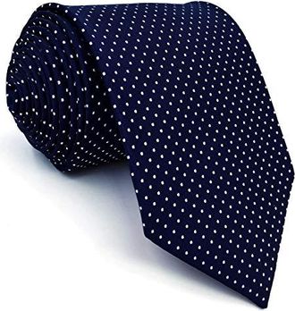 Shlax & Wing Shlax&Wing Cravate Maigre Homme Navy Bleu Blanc Point Maigre Soie 6cm