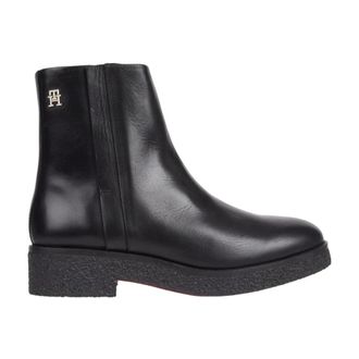 Tommy Hilfiger Schwarze Krepp-Stiefeletten - - Shoes - Damen - Schwarzk - 38 EU
