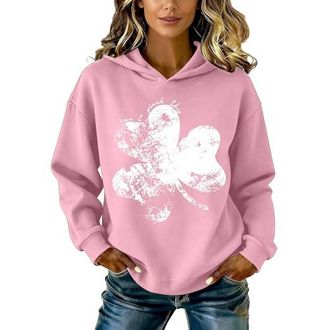 Generic HUIFUAO Sweat &agrave; capuche pour femme avec tr&egrave;fle amusant pour femme Costume irlandais de St Paddys Day Vert Irlande Tr&egrave;fle Chemise Vacances Haut &agrave; manch