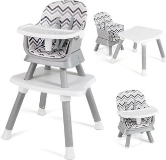 Costway Costway - 6 en 1 Chaise Haute B&eacute;b&eacute; Evolutive avec Plateau Amovible, Chaise dAlimentation Convertible avec Harnais &agrave; 5 Points, Table de Blocs de