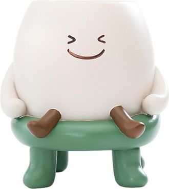 Generic Niedlicher Blumentopf mit L&auml;cheln-Gesicht - multifunktionaler Pflanztopf aus Kunstharz, Stuhl-Design | Ideales Design f&uuml;r Gartendekoration/B&uuml;ro-Schrei