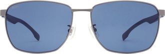 HUGO BOSS Rechteck-Sonnenbrille f&uuml;r Herren (Dunkles Ruthenium/Blau)