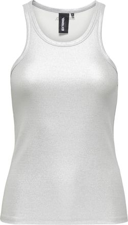 Only Damen ONLLINDSAY Viol Metal Rib Tanktop XT WVN Top, Silver, Small