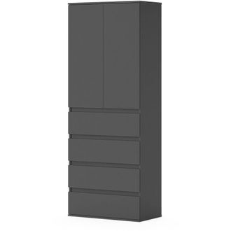 Vicco Armoire à vêtements Claus, Anthracite, 74x191.5cm avec 4 tiroirs