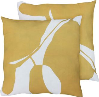 Oviala 2 quadratische Kissen, Polyester, 45 x 45 x 8 cm, Wei&szlig; und Ocker