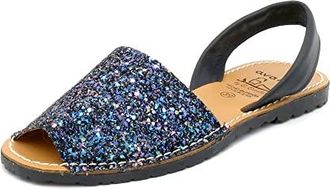 Avarcashop Made in Spain - Sandales en Cuir véritable pour Femme - Belles Chaussures dété avec des Paillettes, Confortables et Pratiques Chaussures décontractées