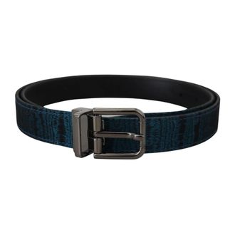 Dolce & Gabbana Blauer Jacquard Designer G&uuml;rtel - - Accessories - Herren - Blau - ONE SIZE