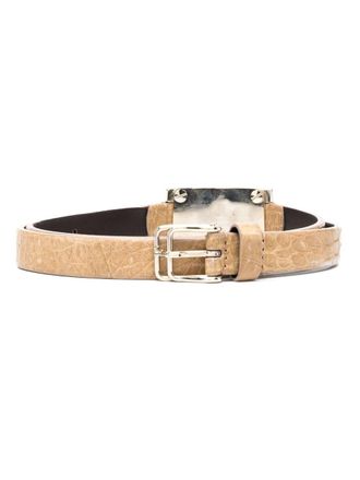 Gianfranco Ferre ceinture embossée à plaque logo (années 2000) - Tons neutres