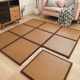 Generic Traditioneller japanischer Tatami-Rattan-Teppich, rutschfeste Teppichmatte f&uuml;r Wohnzimmer, Spielzimmer und Schlafzimmer,A02,60X60CM