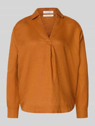 Christian Berg Regular Fit Leinenbluse mit V-Ausschnitt