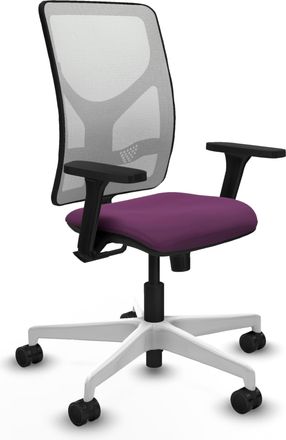 Piqueras y Crespo Computerstuhl mit 3D-Armen, h&ouml;henverstellbare Lendenwirbelst&uuml;tze, ausgestattet mit 3 Positionen und Schneideschaum, mit 65 mm Nylon-Rollen, Wei&szlig;/Viole