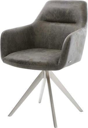 DELIFE Polsterstuhl Pejo-Flex Kreuzgestell kantig Edelstahl Mikrofaser Grau Antik Taschenfederkern