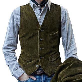 Generic Blazer d&eacute;contract&eacute; en velours c&ocirc;tel&eacute; pour homme - Style vintage et d&eacute;contract&eacute; - Revers crant&eacute; - Pour affaires, d&icirc;ner, costume de sport, Gilet 3, XXL