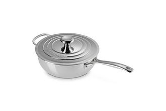 LE CREUSET Antihaftbeschichtete Saut&eacute;pfanne mit Gegengriff aus 3-ply PLUS Edelstahl, 24 cm, 96601424001700