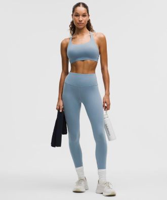 lululemon Wunder Train Crop Leggings mit hohem Bund f&uuml;r Frauen - 58 cm - Gr&ouml;&szlig;e 10 in Steel Blue