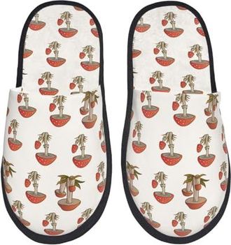 Generic Champignons Rouges Homme Femme Chaussures De Maison Doux Slippers Peluche Chaussons Pour Ext&eacute;rieur Int&eacute;rieur Hiver L
