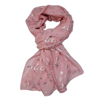 GFM Weihnachtsschal mit Schneeflocken-Glitzer-Print f&uuml;r Damen (SNFLK-N) (Snflk-03-pglb-Rosa)