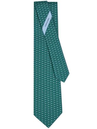 Ferragamo Krawatte mit Gancini-Print - Gr&uuml;n