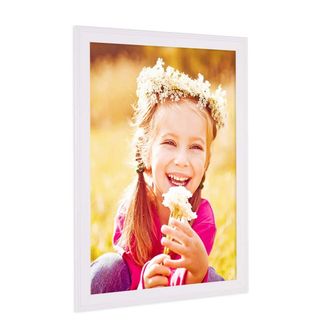 Photolini Bilderrahmen A4 21x30 cm Holz Weiß Landhaus-Stil, Holz-Rahmen, Made in Germany, Echtglas, zum Aufhängen, mit Zubehör - perfekt für Familienfotos & Url