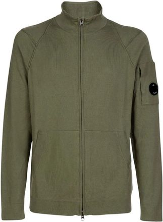 C.P. Company Sea Island Full Zip Lens Cardigan - - Knitwear - Herren - Gr&uuml;n - M