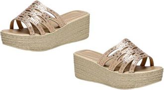 BESPORTBLE Sandales à Talons Compensés pour Femmes Sandales Plateforme à Paillettes avec Pierres Brillantes Confortables et Élégantes pour Extérieur et Quotidien