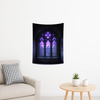 Generic Gotischer Fenster-Wandteppich, Burg-Landschaft, Fantasie, dekorativer Wandbehang, verzauberte Wandteppiche, &auml;sthetisch f&uuml;r Schlafzimmer, Wohnzimmer, W