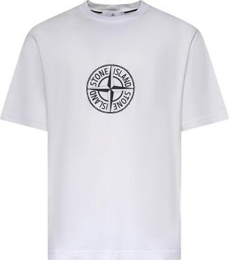 Stone Island Homme, Tops, Blanc, Taille: M T-Chemises