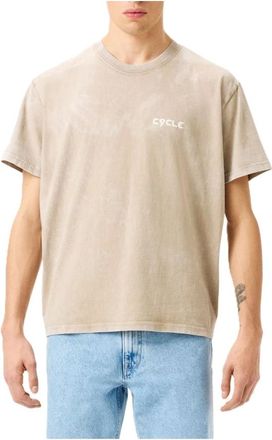 Cycle Homme, Tops, Beige, Taille: XL Boxy Printed Over T-Shirt