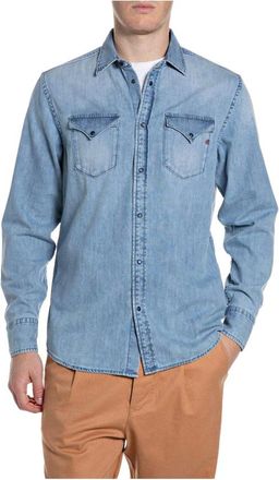 Replay Homme, Chemises, Bleu, Taille: M Chemise en jean coupe droite
