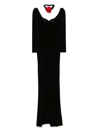 Cristallini robe longue Rosalinda - Noir