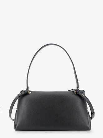 Ferragamo Womens Leather Shoulder Bag With Gancini Detail Black