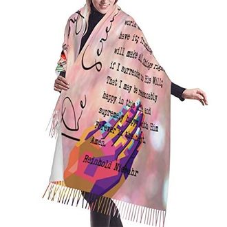 Generic Châles Et Étoles À Franges La Prière De La Sérénité Citations Bibliques 06 Robes De Soirée Écharpe Femme Hiver Chaud Châle Élégant Glands Foulard