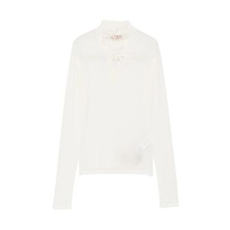 Ermanno Scervino Pullover mit Spitzenbesatz - - Tops - Damen - Wei&szlig; - XS