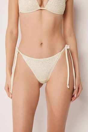 Calzedonia Brazilian-bikinihose Mit Schmalen B&auml;ndchen Sequin Net Wei&szlig;