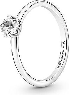 Pandora Pandora Moments Bague Solitaire Étoile Scintillante Céleste en argent sterling avec zircones cubiques transparentes, taille 54