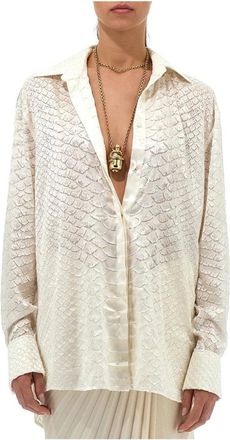 Roberto Cavalli Seidenbluse mit Schlangenmuster - - Blouses & Shirts - Damen - Beige - S