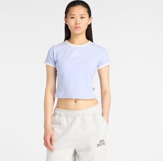 New Balance Damen Trackside Ringer T-Shirt in Violett, Baumwolljersey, Gr&ouml;&szlig;e 2XL