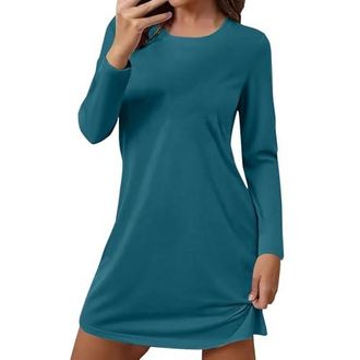 Generic Vêtement de nuit à manches longues pour femme - Chemise de nuit courte en coton - Vêtement de nuit élégant - Vêtement de nuit confortable - Chemise de
