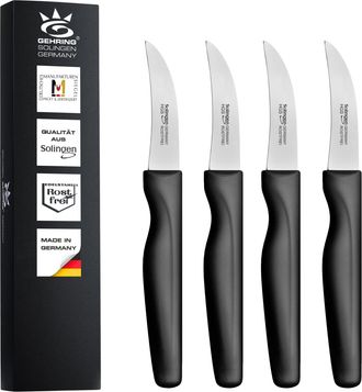 Gehring Solingen Sch&auml;lmesser Serie Wave 4er Set I 6 cm gebogene Klinge I rostfreier Edelstahl I ergonomischer Kunststoffgriff I 4-teiliges Messer Set I K&uuml;chen