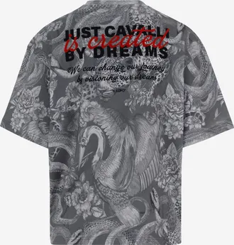 Just Cavalli Graphic Logo Print T-Shirt - Gray