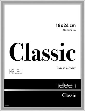 Nielsen Design Bilderrahmen, 18 x 24 cm, Aluminium, Silber glanz, Fotorahmen zum Auftstellen und Aufh&auml;ngen im Hoch- & Querformat, Echtglas, Classic