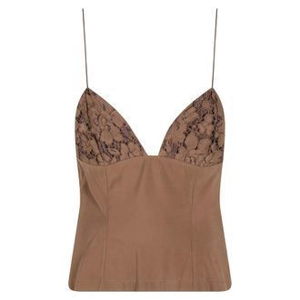 Federica Tosi Femme, Tops, Brun, Taille: 36 FR Top avec Inserts en Dentelle