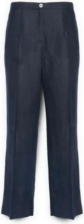 Elena Miro Femme, Pantalons, Bleu, Taille: 54 FR Linen Pantalons