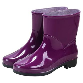 Generic Bottes en caoutchouc mi-mollet pour femme - L&eacute;g&egrave;res et confortables - Polyvalentes - Antid&eacute;rapantes - Faciles &agrave; enfiler et &agrave; enlever - Faciles &agrave; netto