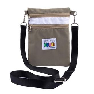 Generic Mini sac &agrave; bandouli&egrave;re - Sac &agrave; main unisexe en toile de coton pour le rangement de petits objets, trois couches pour cartes, cl&eacute;s, pi&egrave;ces de monnaie e